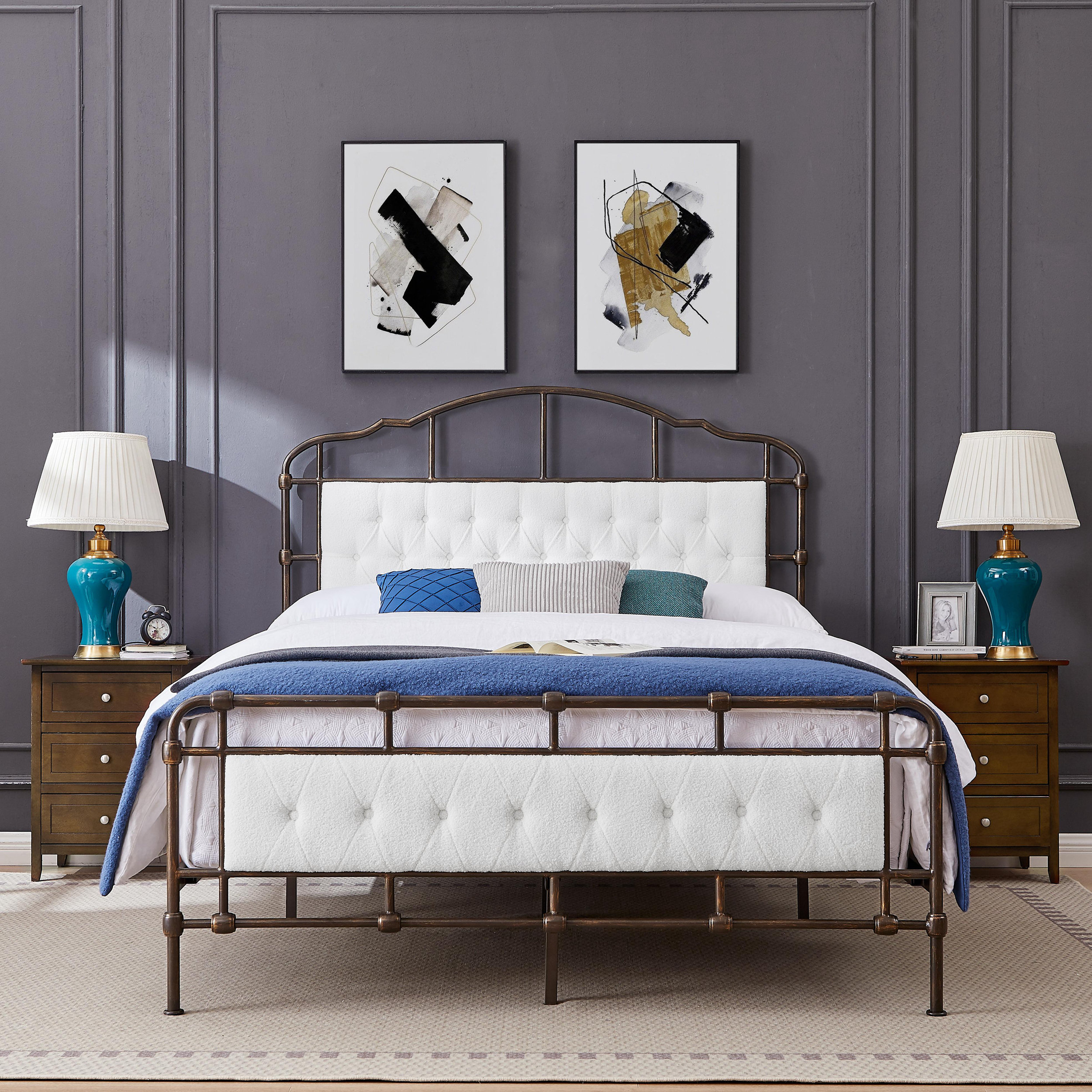 Alcott Hill® Carlasia Upholstered Metal Panel Bed | Wayfair