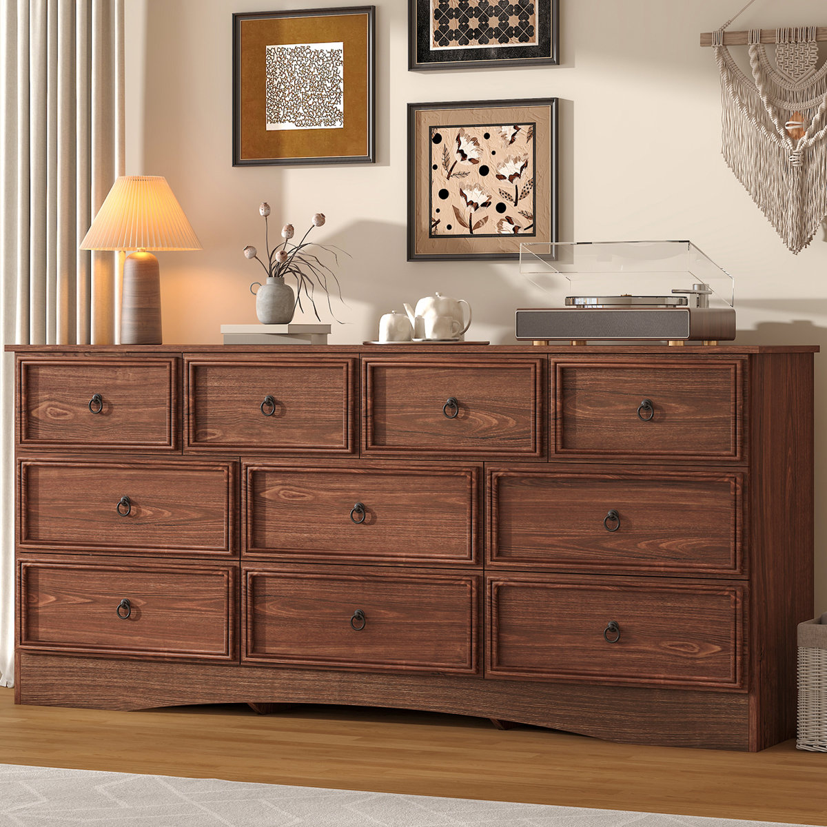 George Oliver 63 Inch Dresser for Bedroom, 10 Drawer Dresser with Large ...