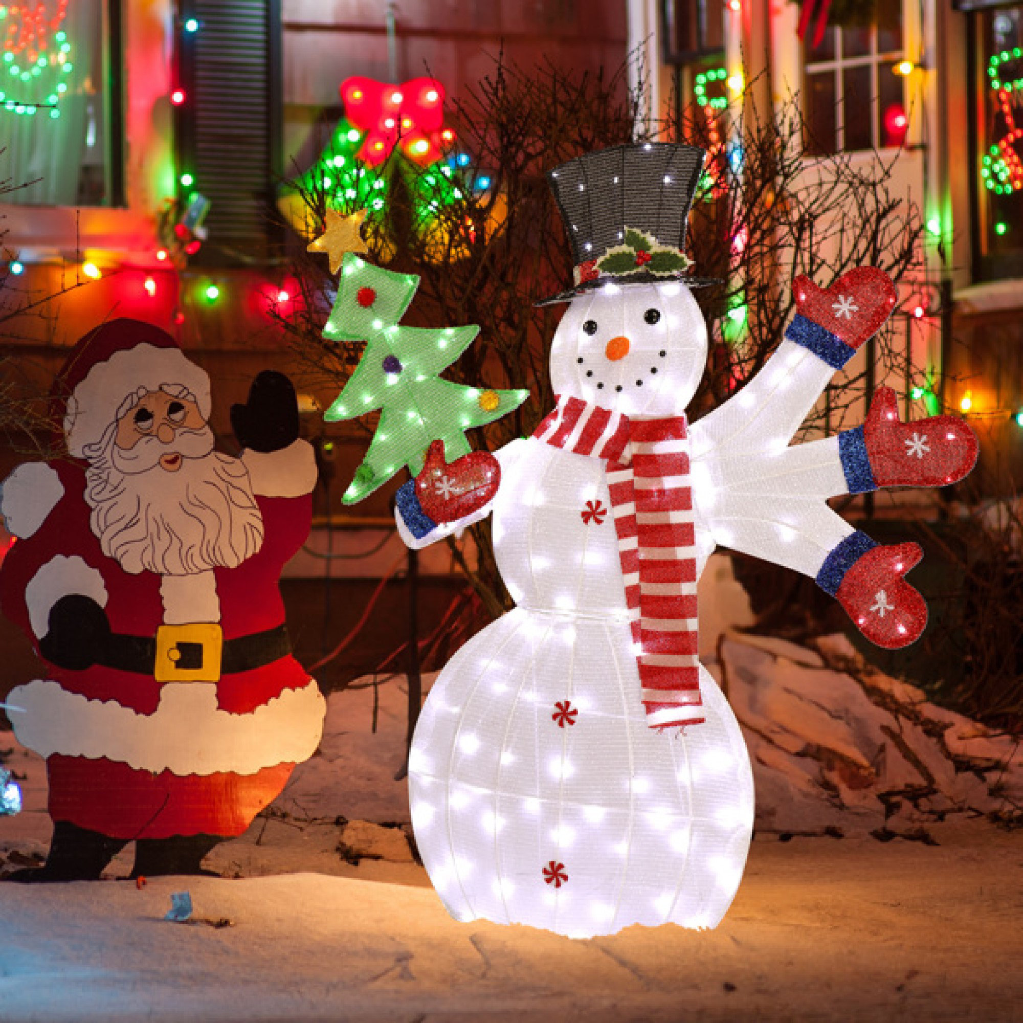 The Holiday Aisle® Lighted Snowman Christmas Yard Decorations, Pre-lit ...