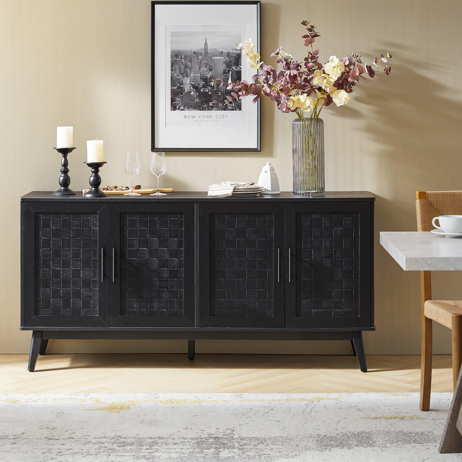 Beachcrest Home Aleksei Modern 63" Wide Sideboard with Adjustable ...