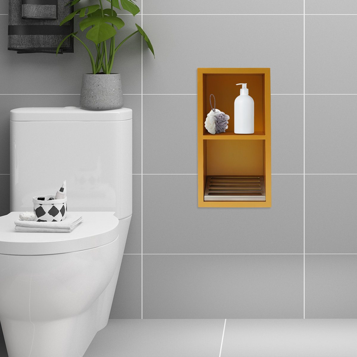 Ebern Designs 2-Tier Stainless Steel Recessed Storage Cabinet, Wall ...