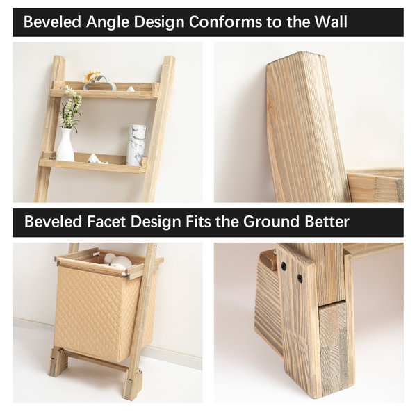 Bekitchen Wall-leaning Laundry Hamper Shelf with 3 Tiers Storage Trays ...