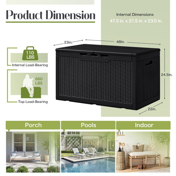 GUNJI 100 Gallons Water Resistant Resin Lockable Deck Box & Reviews ...
