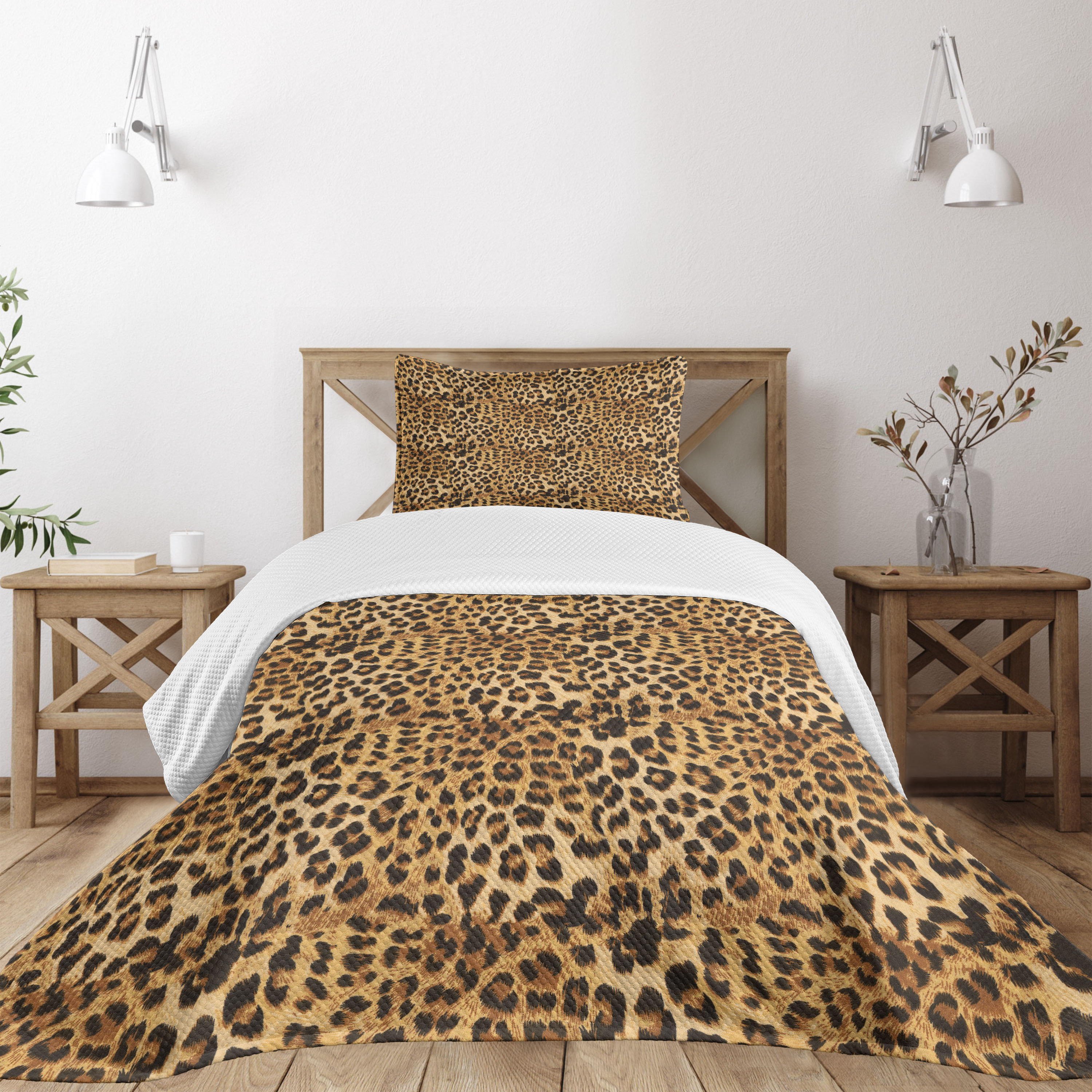 Ambesonne Brown Bedspread Set Leopard Print Brown | Wayfair