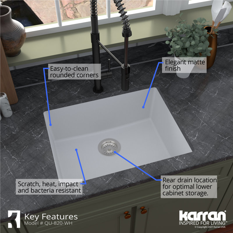 Karran Quartz 24-3/8'' X 19-1/8'' Single Bowl Undermount Kitchen Sink ...