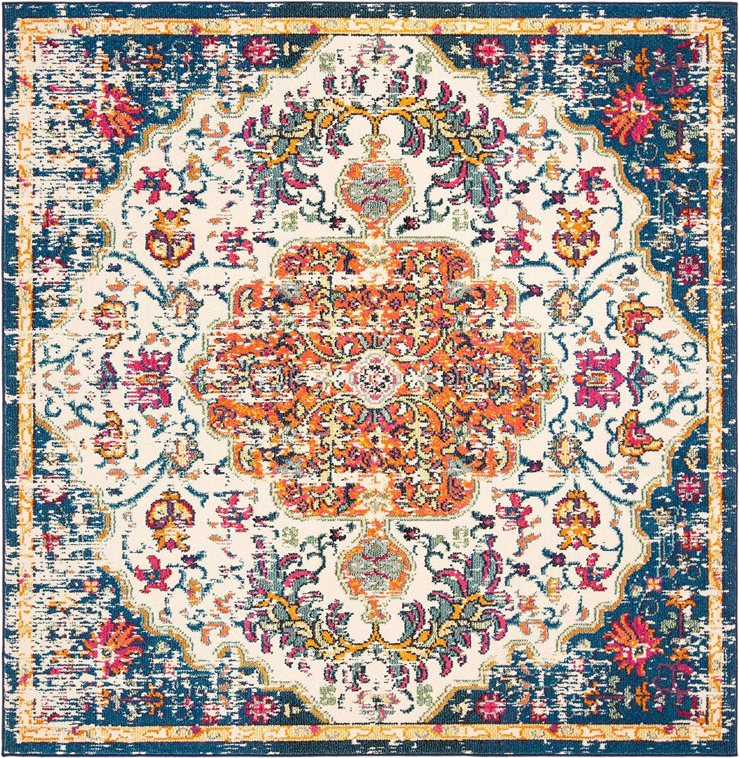Bungalow Rose Square Maleea Square 5' Area Rug with Non-Slip Backing ...