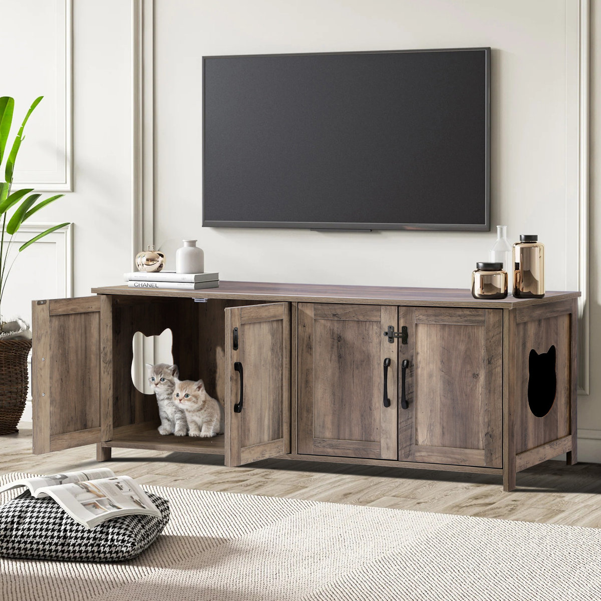 Tucker Murphy Pet™ Cat Litter Box Enclosure for 2 Cats - Litter Box ...