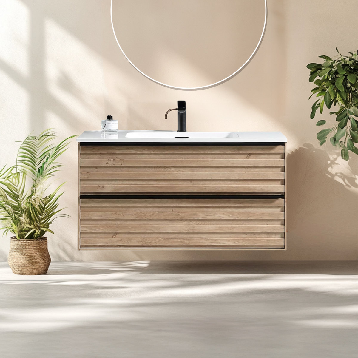 Ebern Designs 30'' Single Bathroom Vanity with Ceramic Top, Wall ...