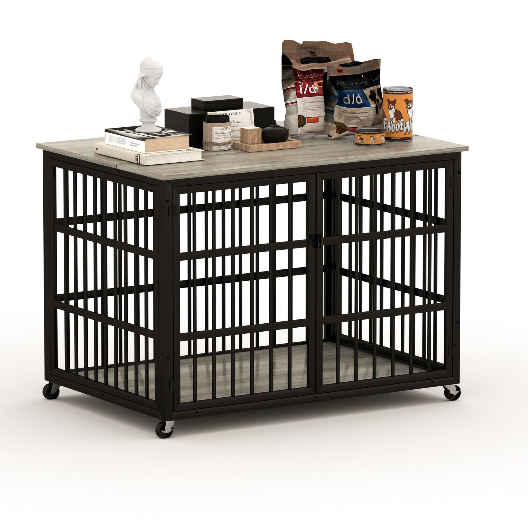 Tucker Murphy Pet™ Grey Dog Crate With Side Doors & Easy Mobility - 43. ...