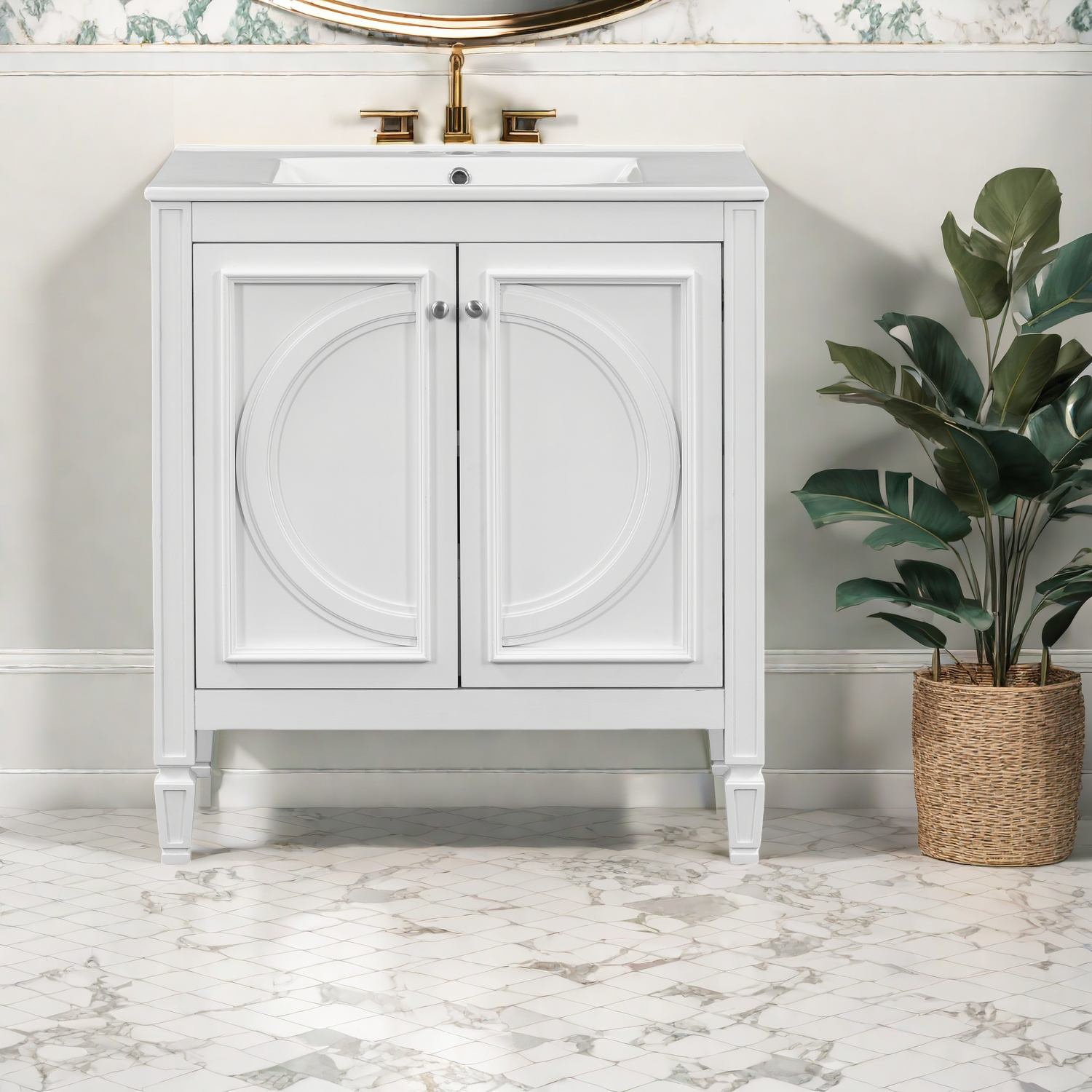 Latitude Run® Elegant 60" Vanities With Ceramic Sink, Wood-mdf Build ...