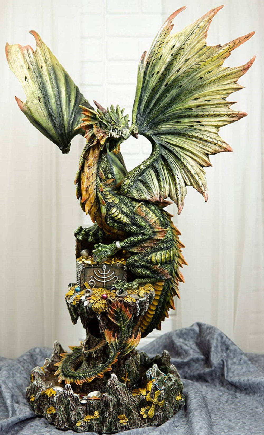Trinx Ebros Large 26"H Green Dwarf Castle Guardian Treasure Dragon ...
