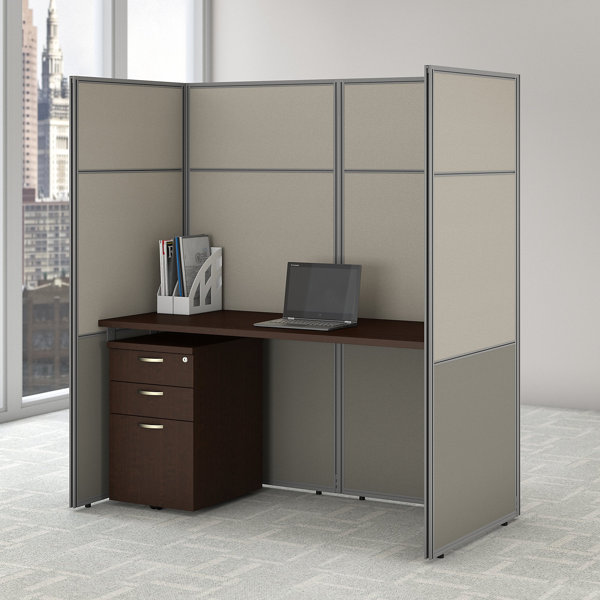 Bush Business Furniture Easy Office Rectangle 1 Person Cubicle with ...