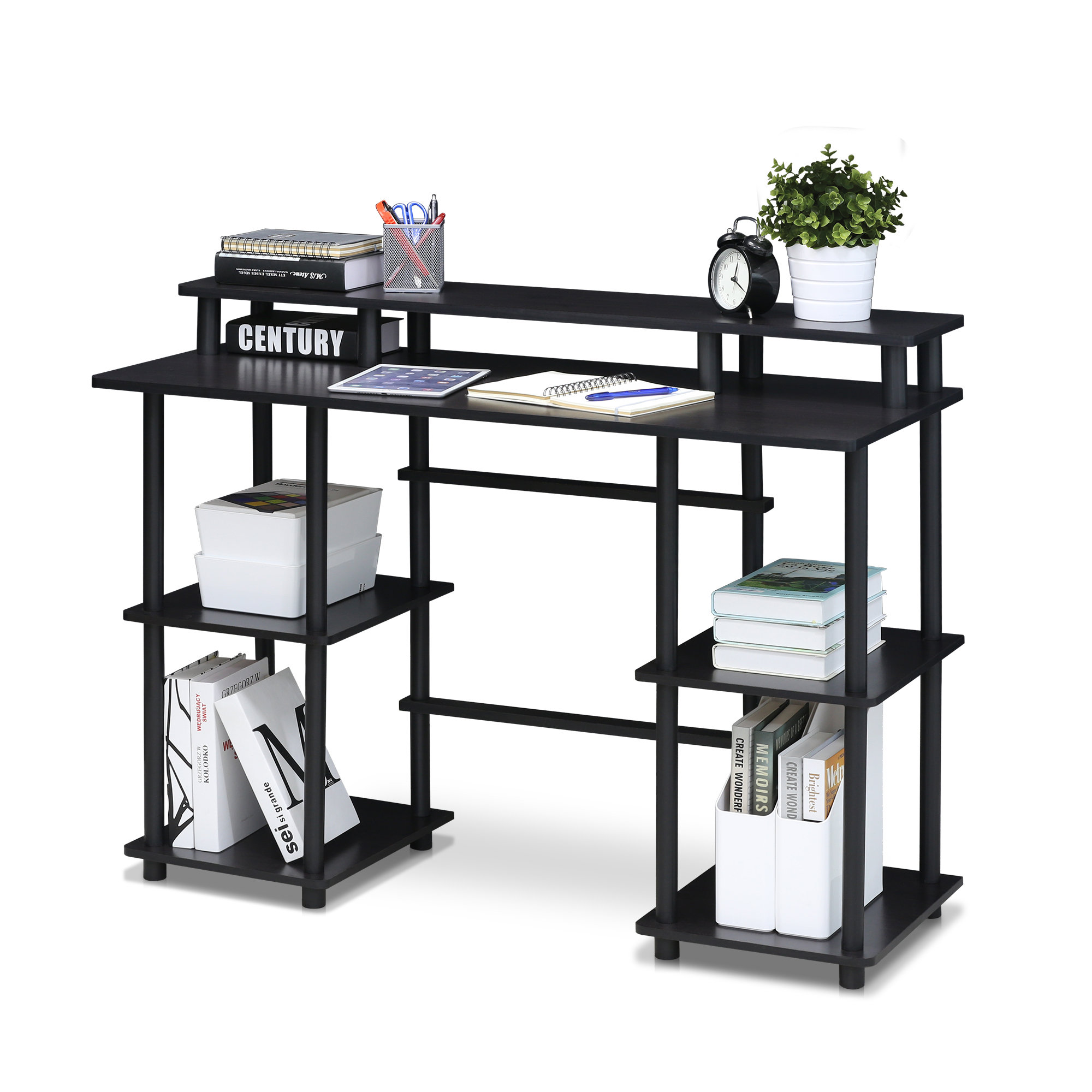 Ebern Designs Regine Credenza Desk with Hutch & Reviews | Wayfair