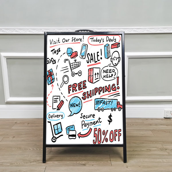 FixtureDisplays Dry Erase White A-Frame Board All Metal Menu Board ...