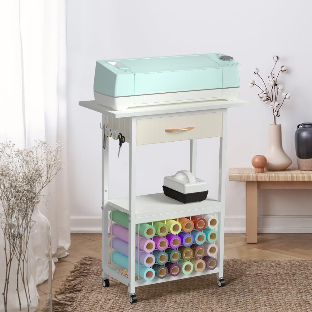 Elaine Mercure Rolling Craft Storage Cart With Drawer, Craft Table With ...