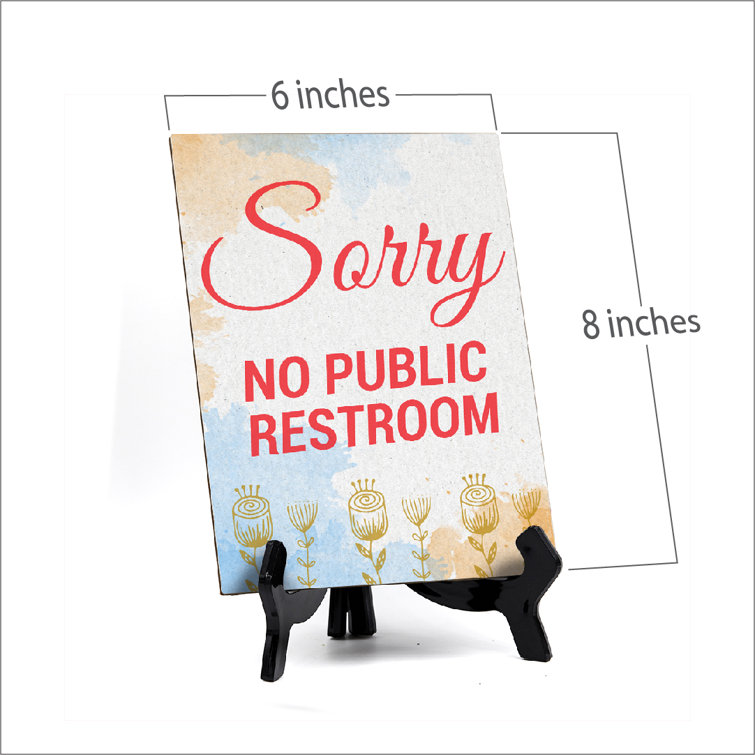 Signs Bylita Sorry No Public Restroom, Blue Watercolor Table Sign (6 X ...