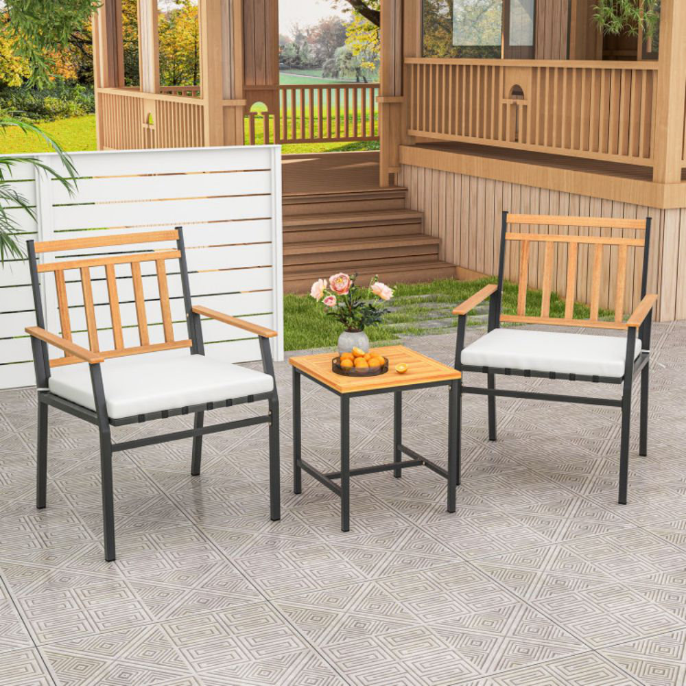 Ebern Designs 3 Pieces Outdoor Furniture Set Acacia Wood Patio ...