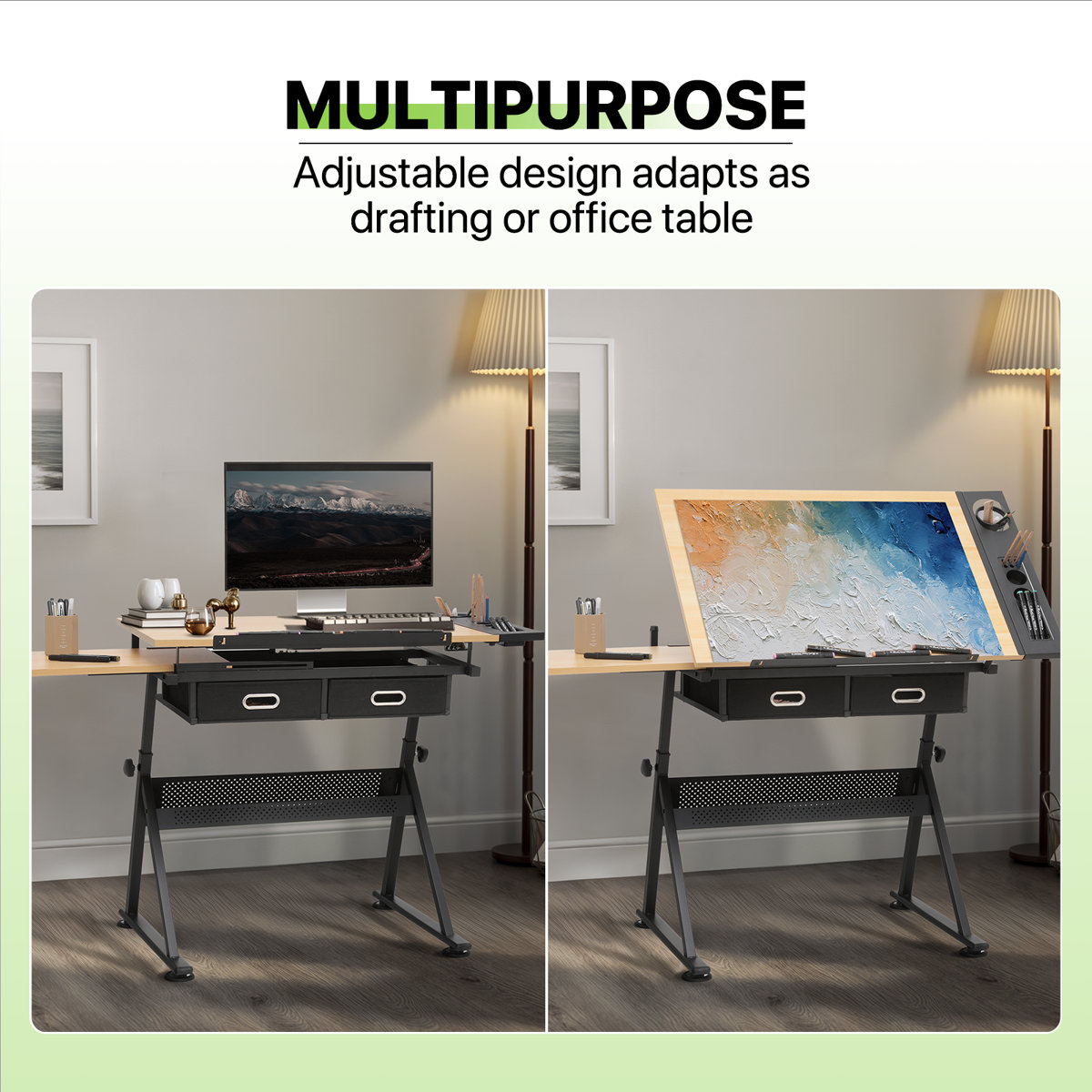 The Twillery Co.® Elizabeth Draft Desk Drawing Table with Stool Set ...