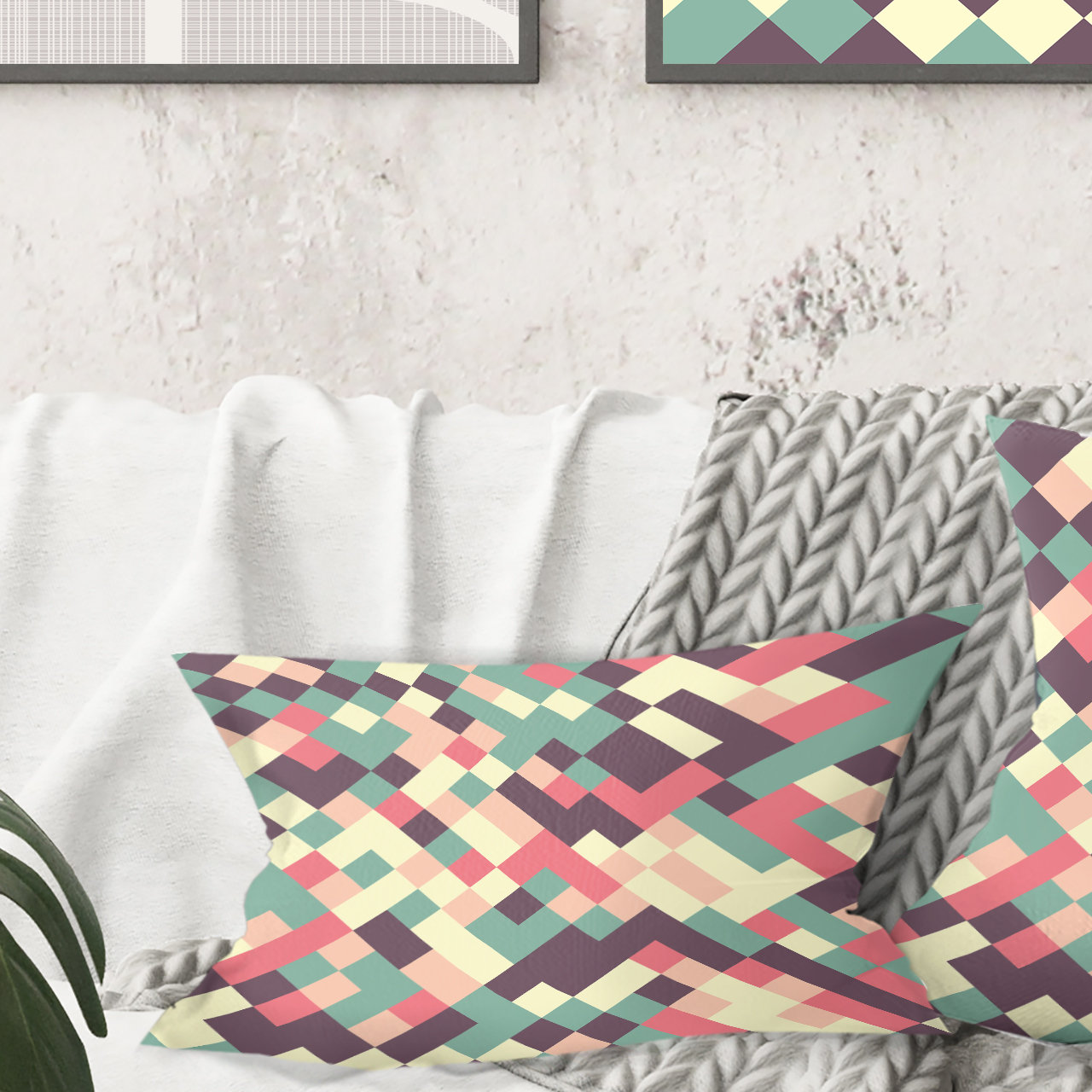 Design Art Retro Square Design IV - Mid-Century ModernPrinted Throw ...