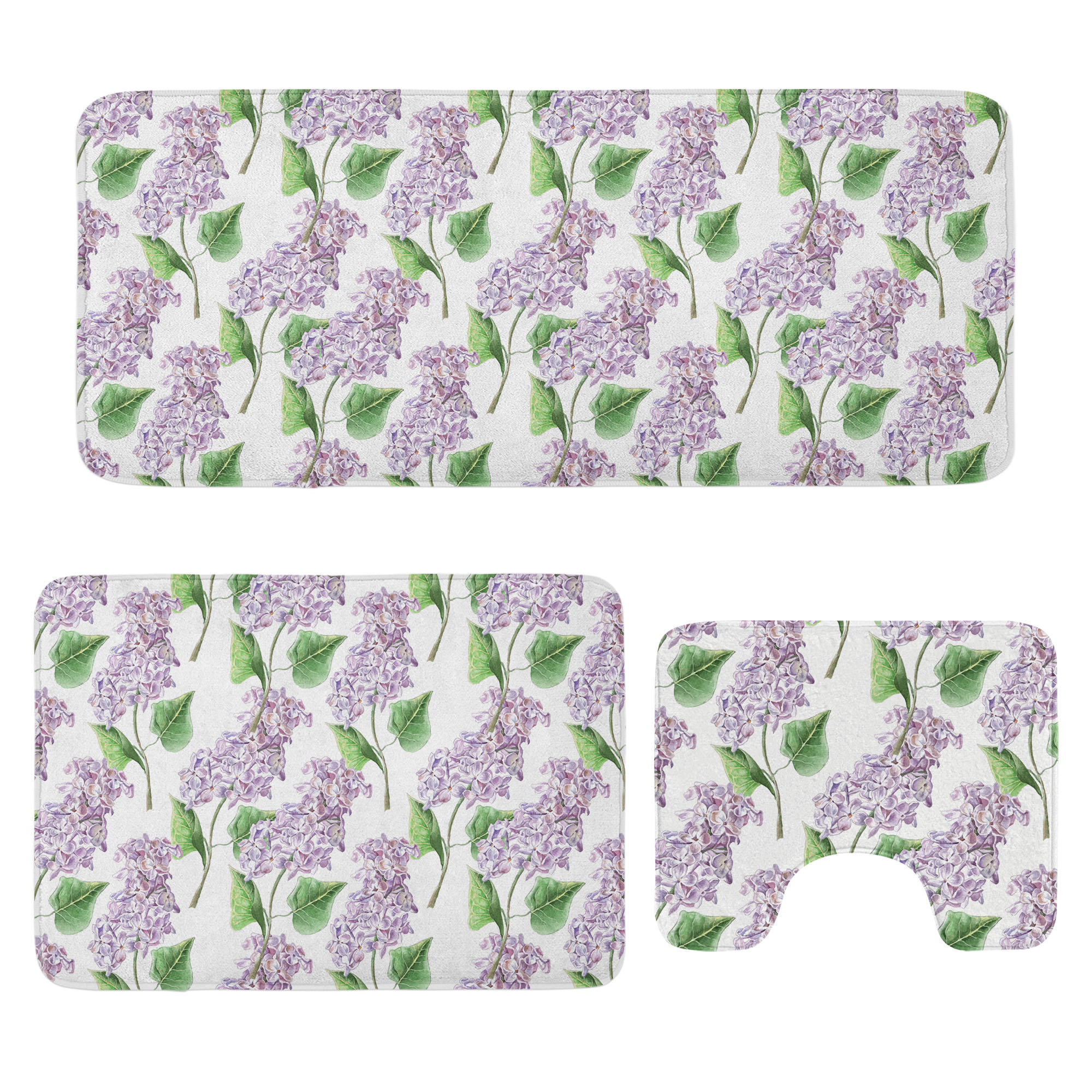 Dakota Fields Lilac Bathroom Rug Set 3 Pieces U-Shape & Rectangle Mats ...