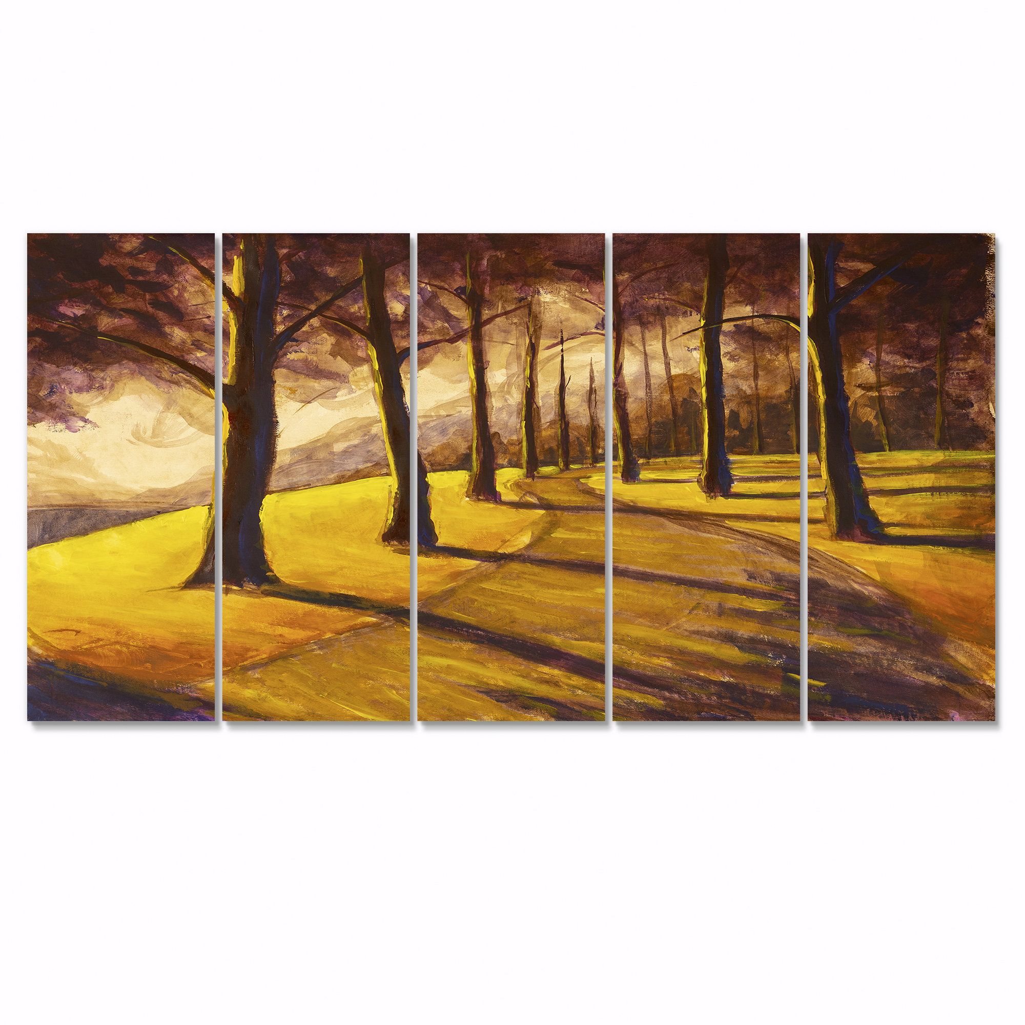 Design Art Hiking Trail Road In Sunny Forest Park Alley - Traditional ...