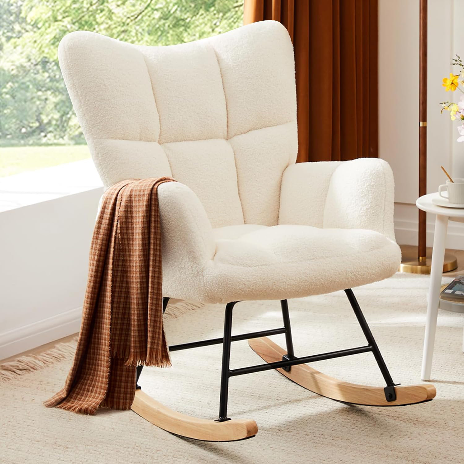 Arlmont & Co. Rocking Chair Nursery, Teddy Upholstered Glider Rocker ...