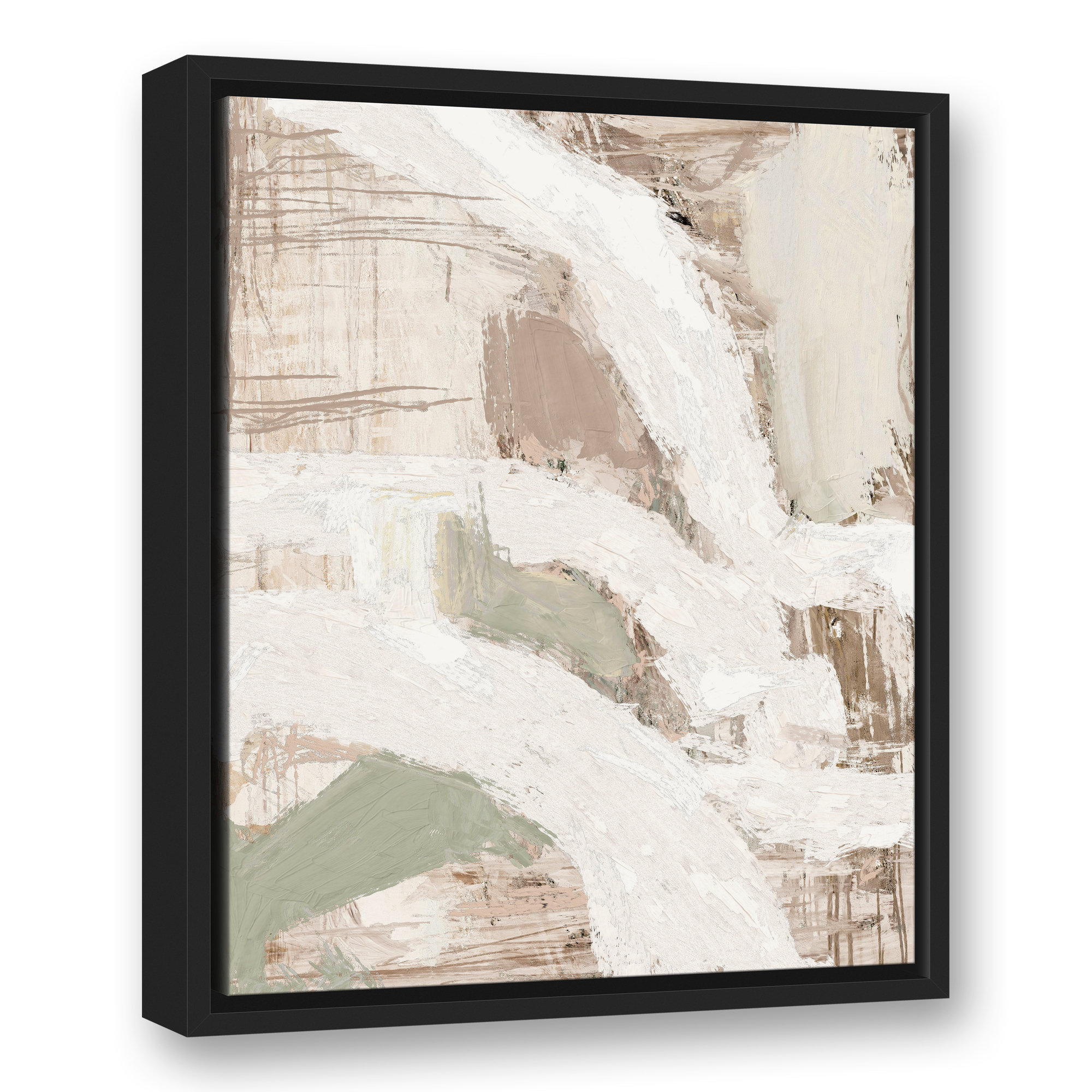Wrought Studio™ Neutral Abstract Texture Floating Framed Canvas | Wayfair
