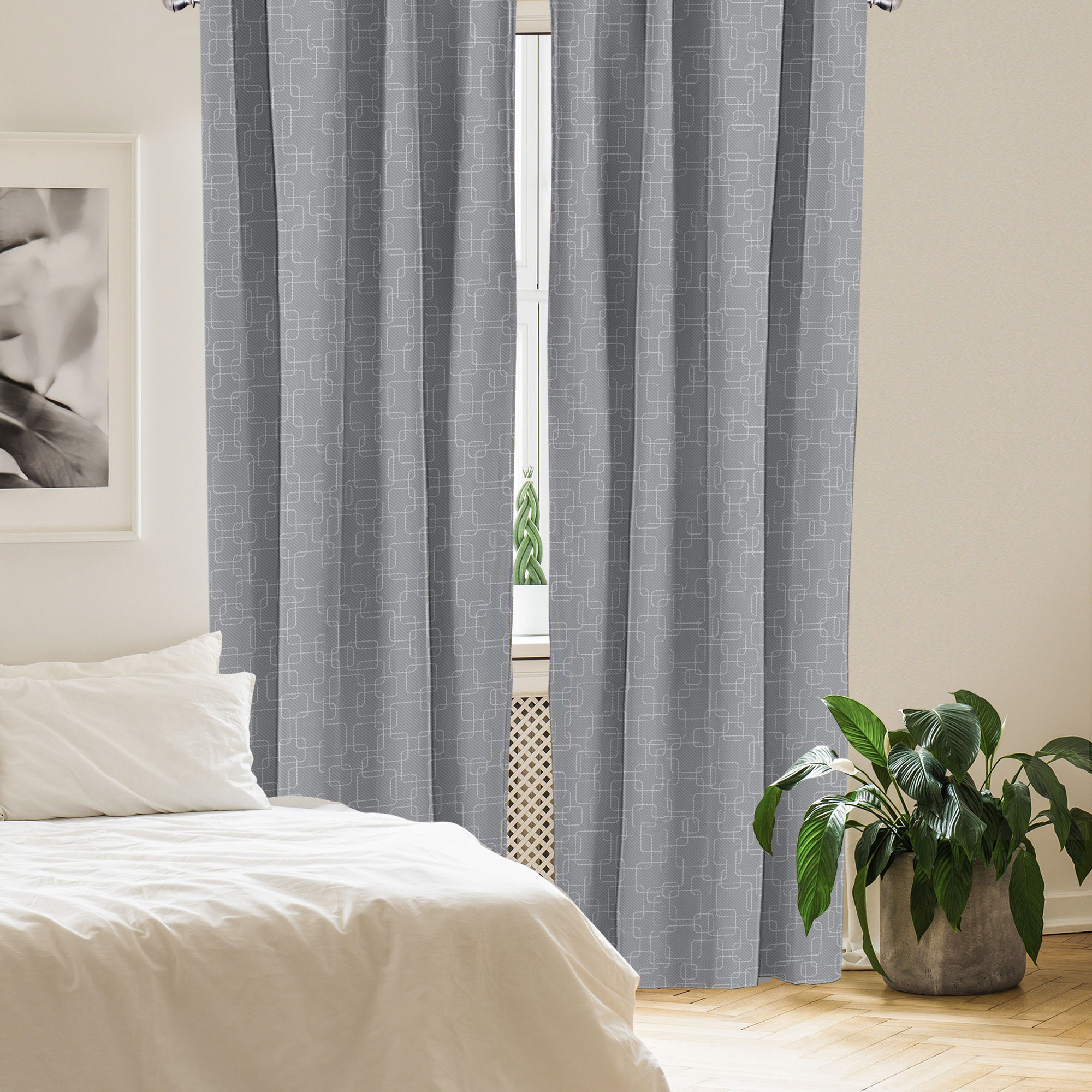 East Urban Home Geometric 4-Panel Curtains, Interlink Tileable Motif ...