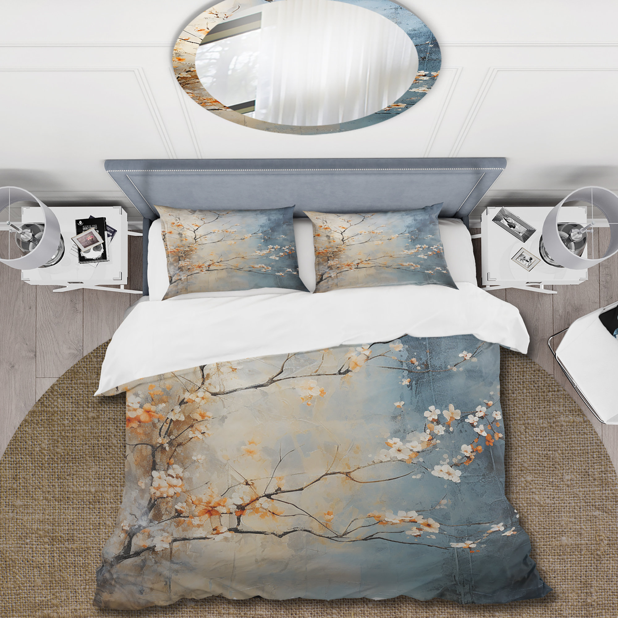 Design Art Orange Teal Maple Tree Glowing Embers III - Tree Maple Duvet ...