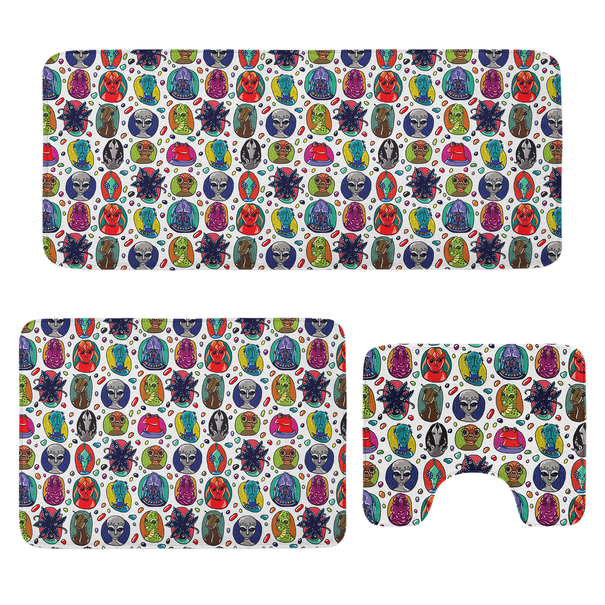 Dakota Fields Alien Bathroom Rug Set 3 Pieces U-Shape & Rectangle Mats ...
