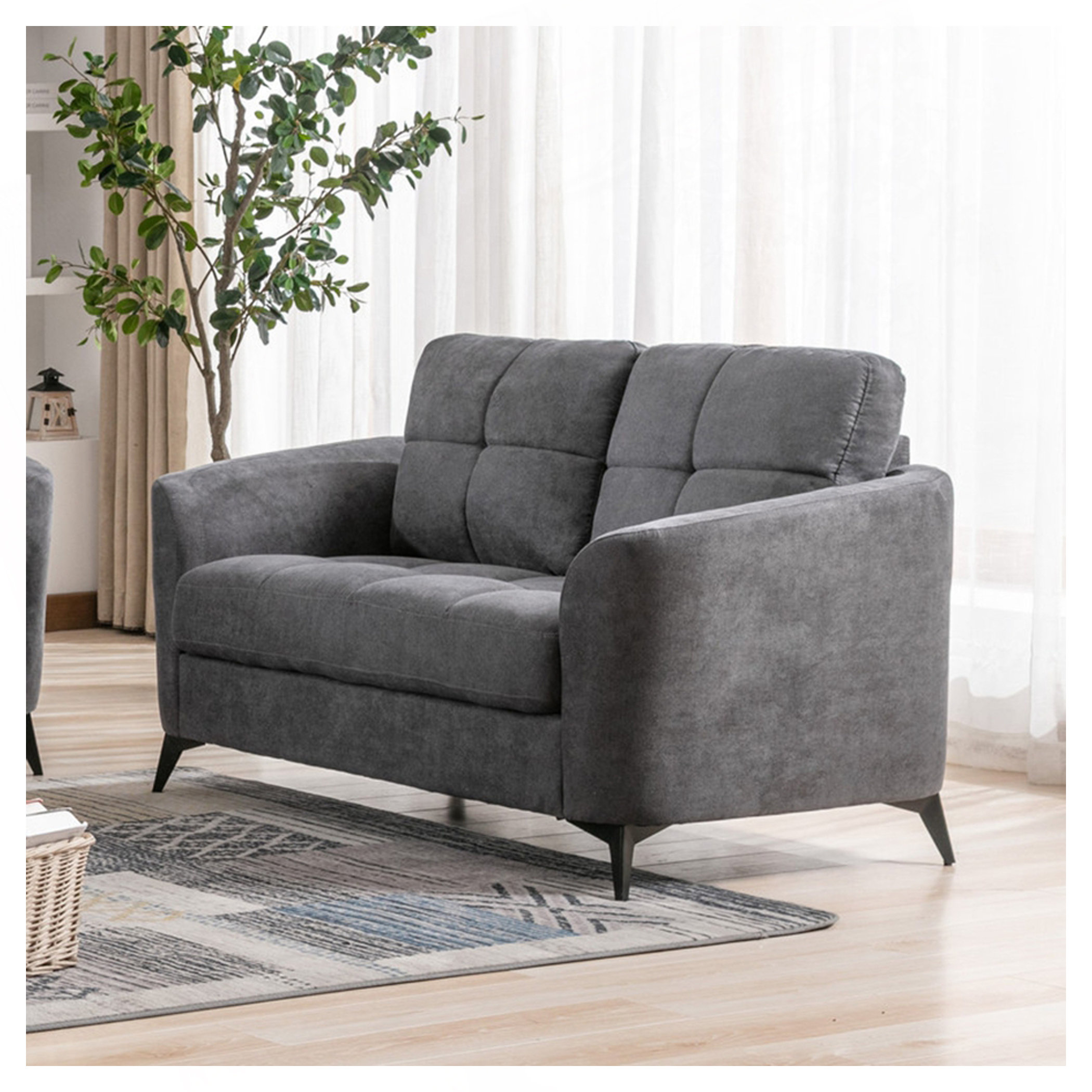 George Oliver Callie 60" Woven Fabric Loveseat | Wayfair