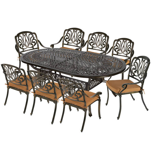 VIVIJASON 8 - Person Oval Outdoor Dining Set & Reviews - Wayfair Canada