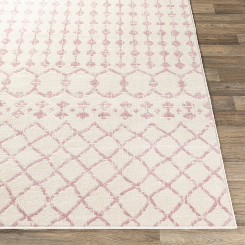 Langley Street Amilla Performance Pale Pink/Cream Rug & Reviews | Wayfair