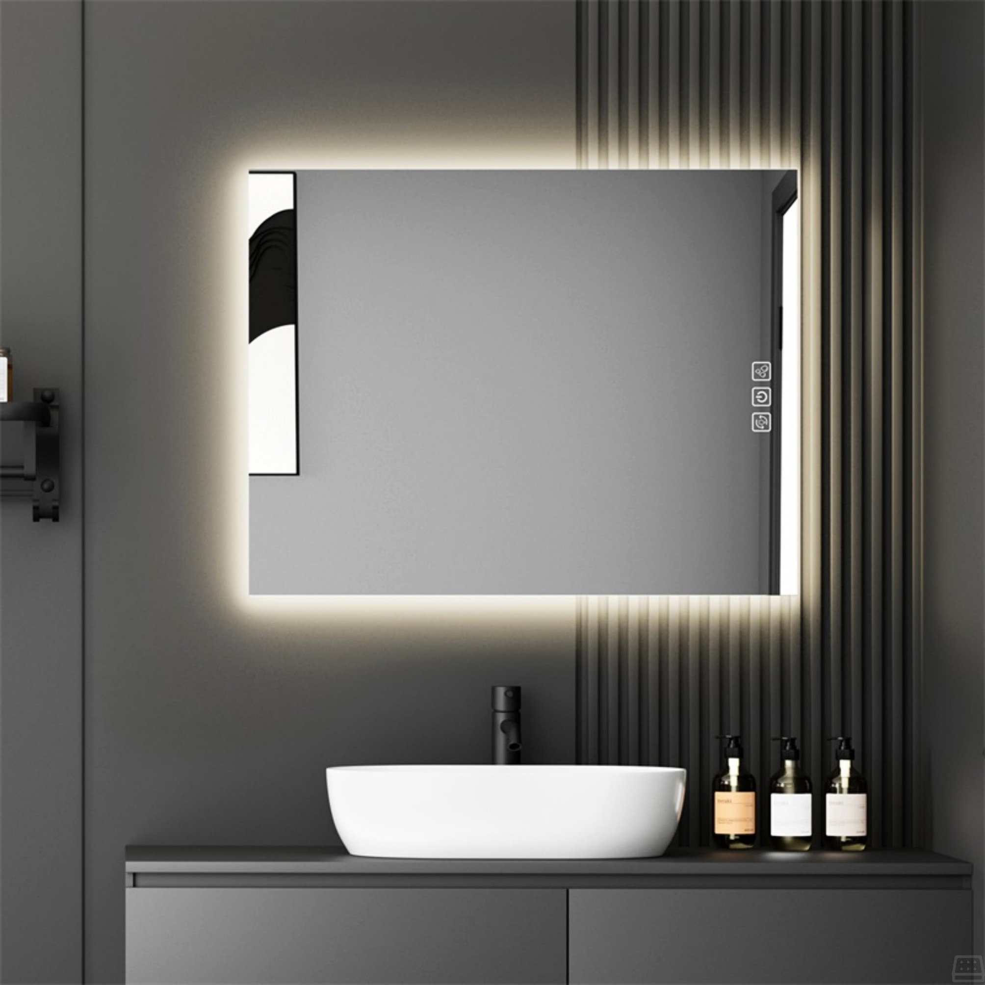 ZEZEMAOYI LED Bathroom Mirror Bright Backlight, 5 Mins Defog, Full HD ...