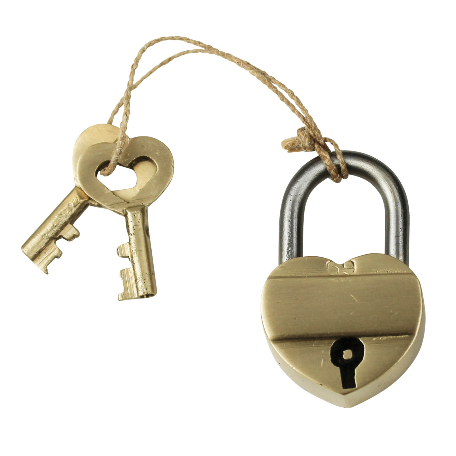 House of Hampton® Ilvis Brass Heart Lock with Keys Sculpture | Wayfair