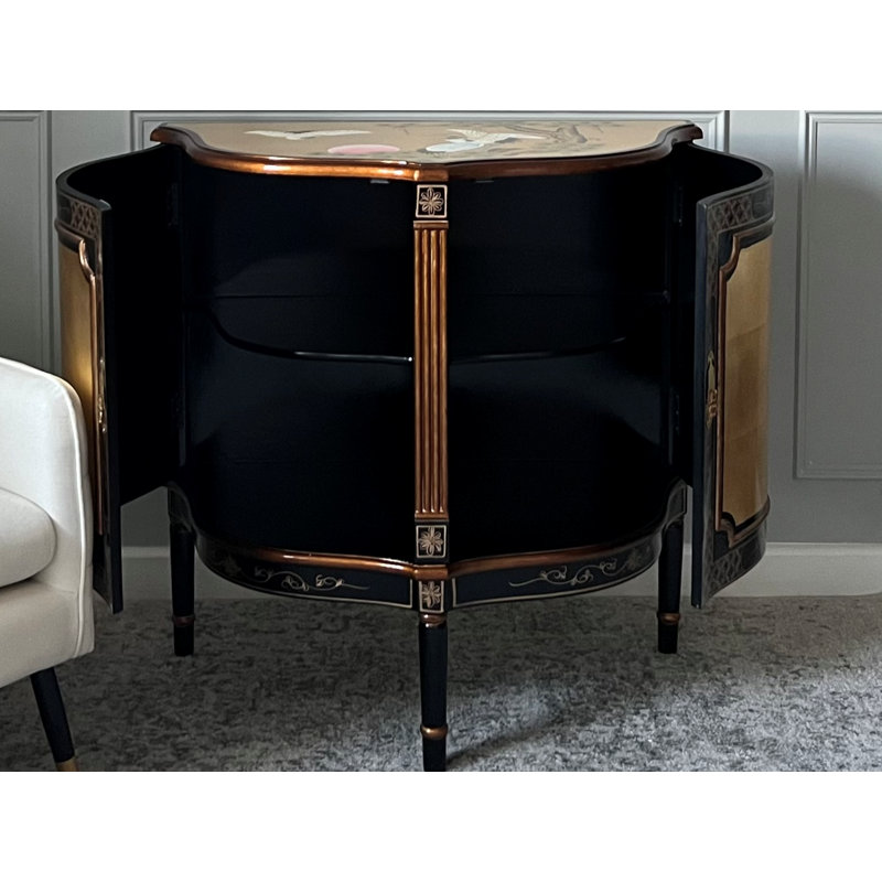 World Menagerie Mordenhill Gold Leaf Hand Painted Half Moon Cabinet ...