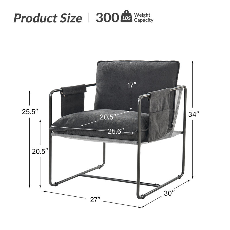 Ebern Designs Ruhee Modern Arm Chair with Storage Pockets & Reviews ...