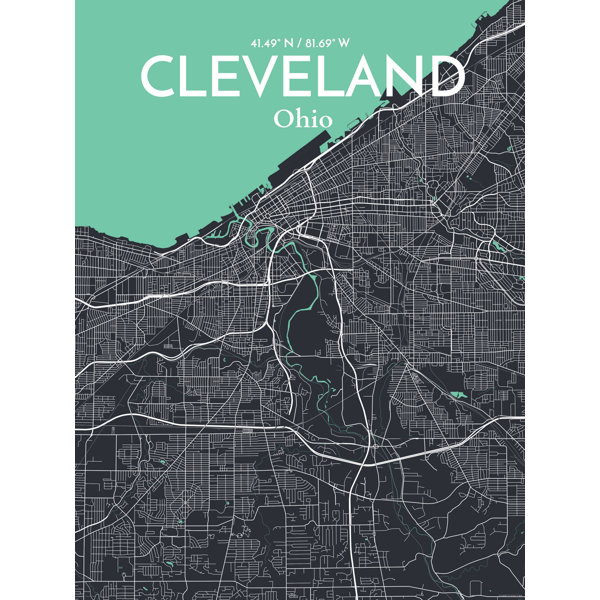 OurPoster.com " Cleveland City Map " on Paper | Wayfair