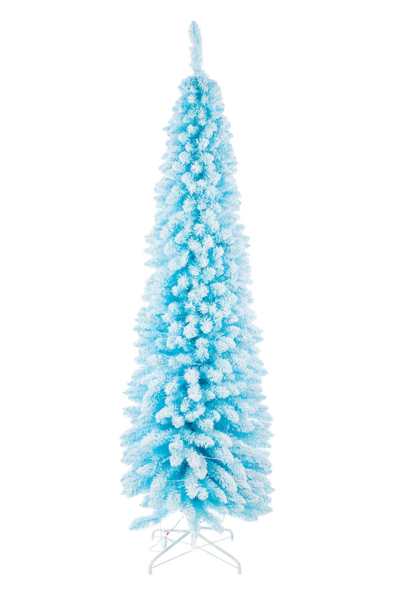 The Holiday Aisle® Flocked Sky Blue Plastic Fir Tree | Wayfair