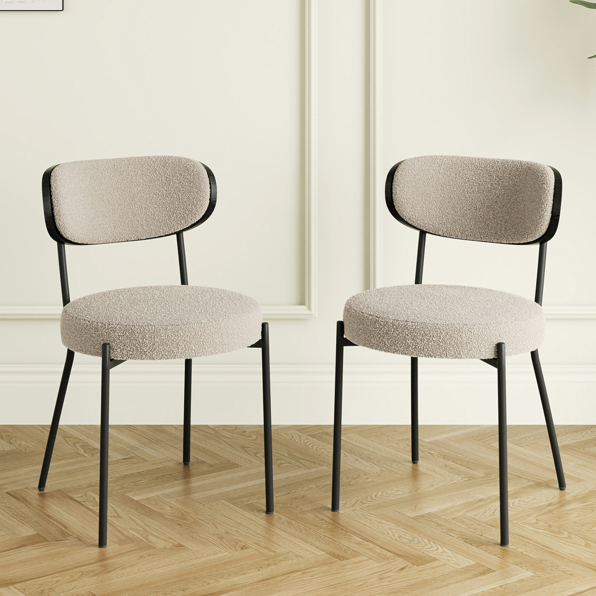 George Oliver Boucle Modern Kitchen Dining Chair Bentwood Covered With ...