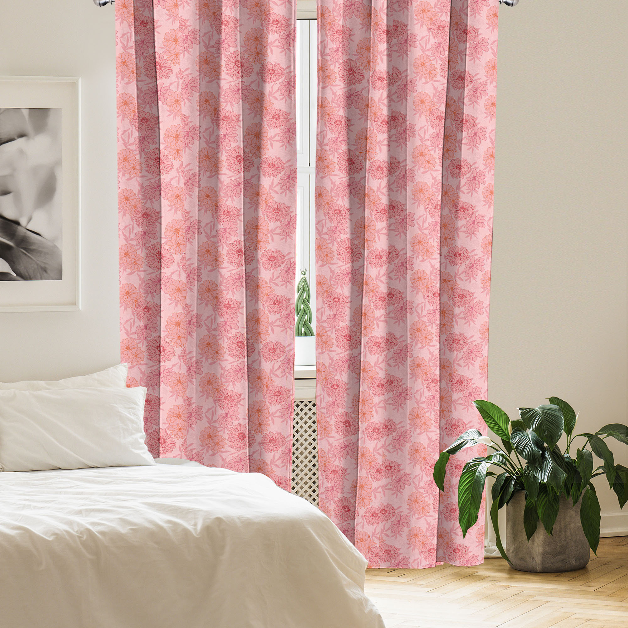 Bungalow Rose Floral Vintage 4-Panel Curtains, Floral and Romantic ...