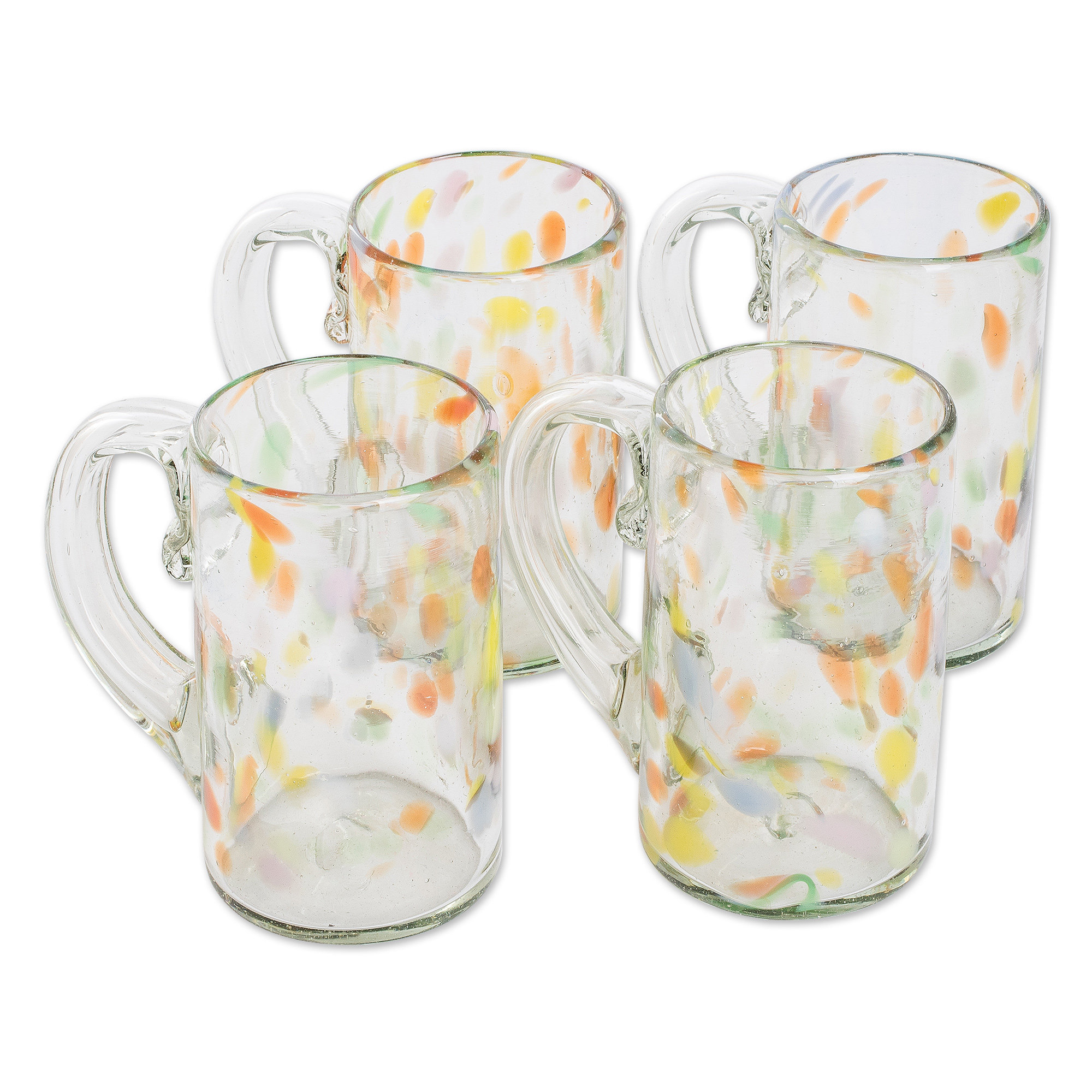 Orren Ellis Hermod Handmade Color Play Handblown Beer Mugs (Set Of 4 ...