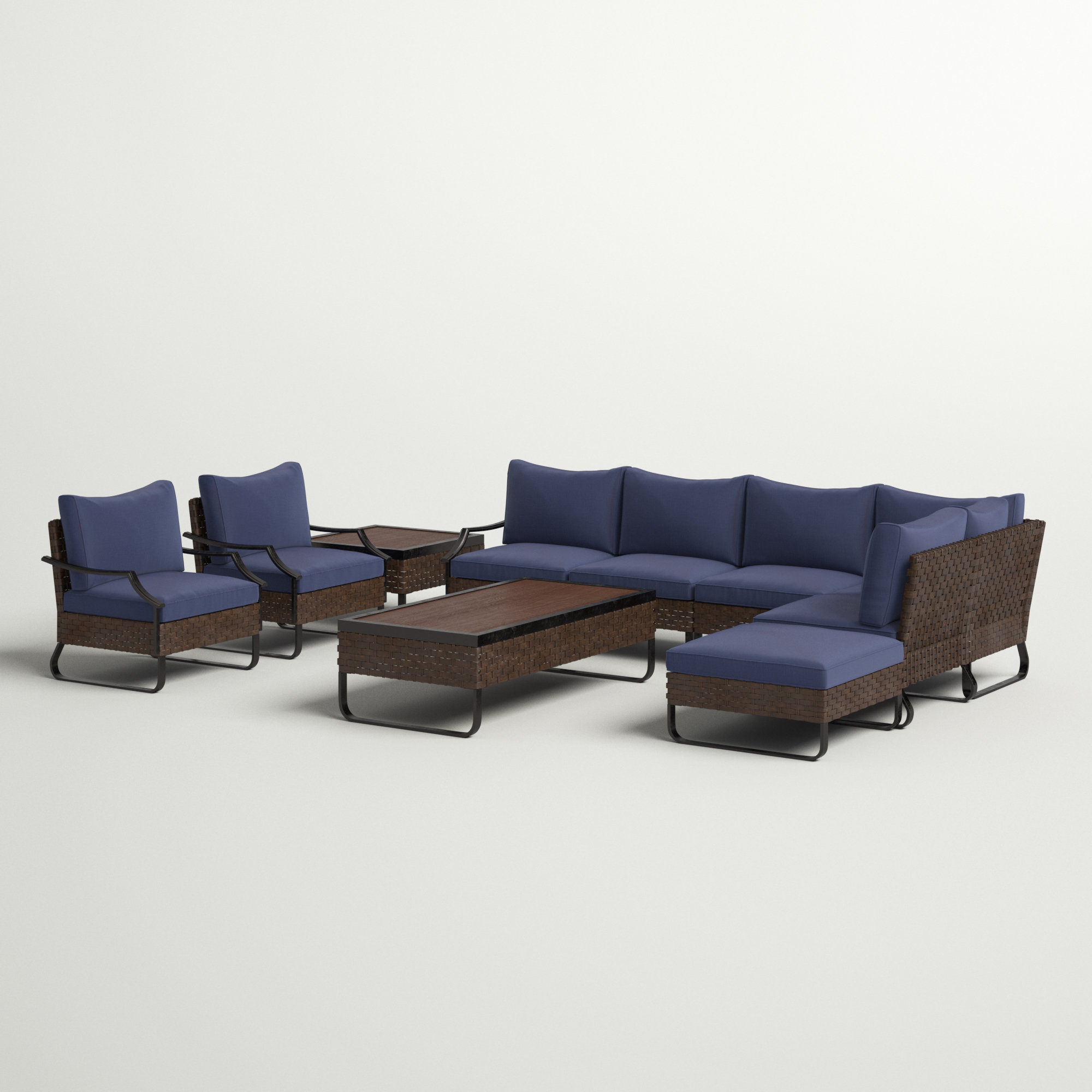 Andover Mills Heiman Outdoor 10 Piece Sectional Seating Group with ...