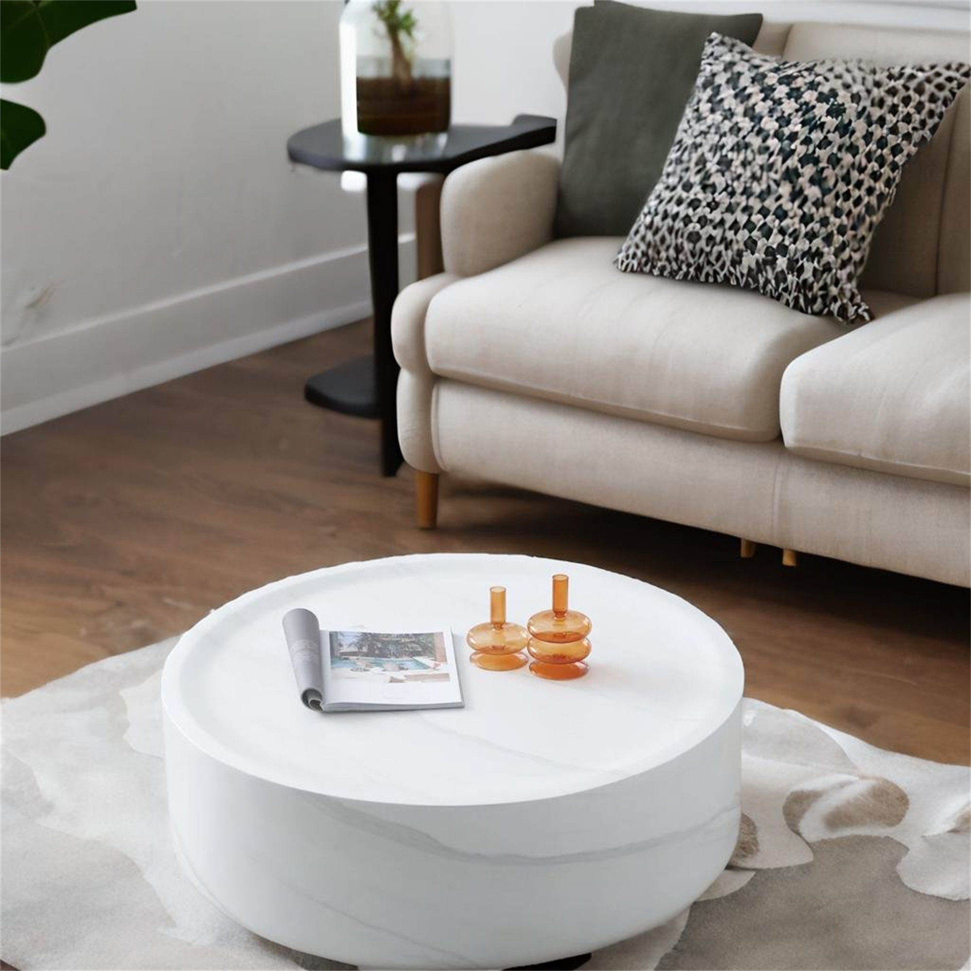 Latitude Run® Round Coffee Table,sturdy Fibreglass Table - Wayfair Canada