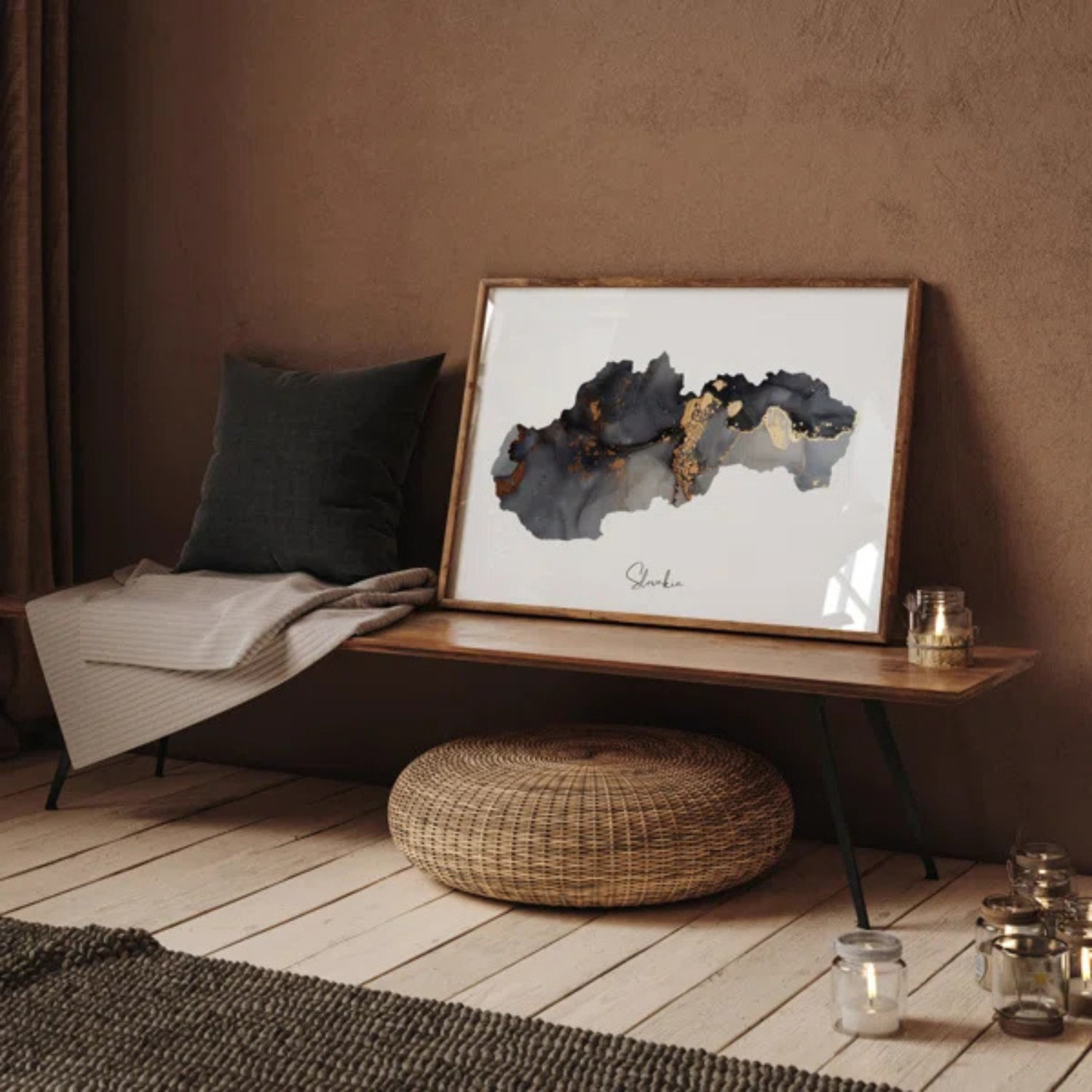 Fairmont Park Slovakia Map Black Wall Art Decor | Wayfair.co.uk