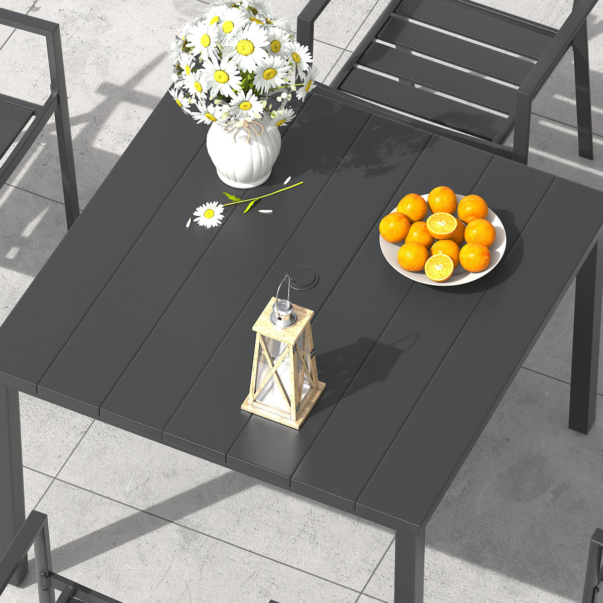 Latitude Run® Patio dining set with Square Metal Dining Table and 4 ...