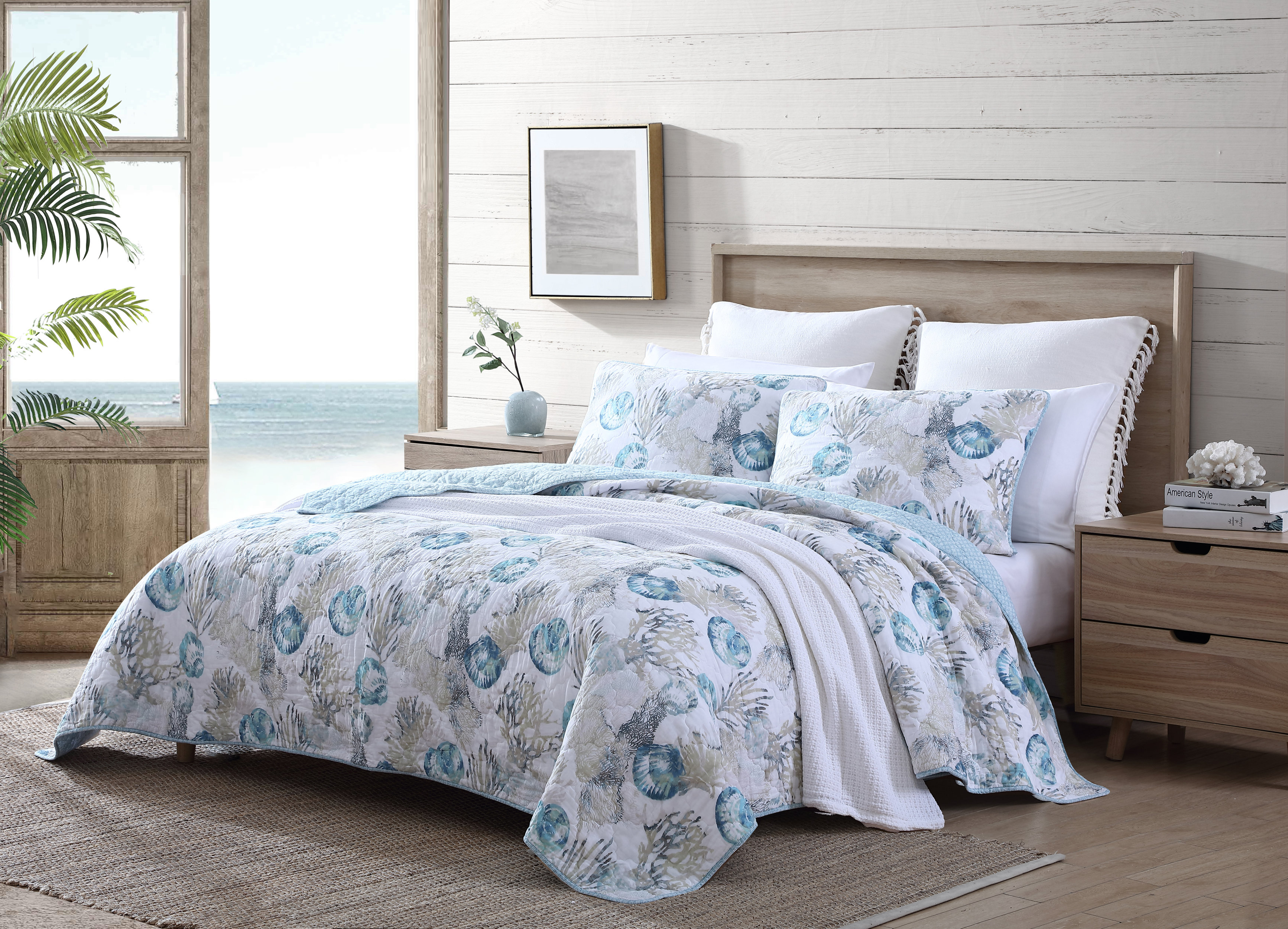 Tommy Bahama Home Tommy Bahama Freeport Blue Cotton Reversible Quilt ...