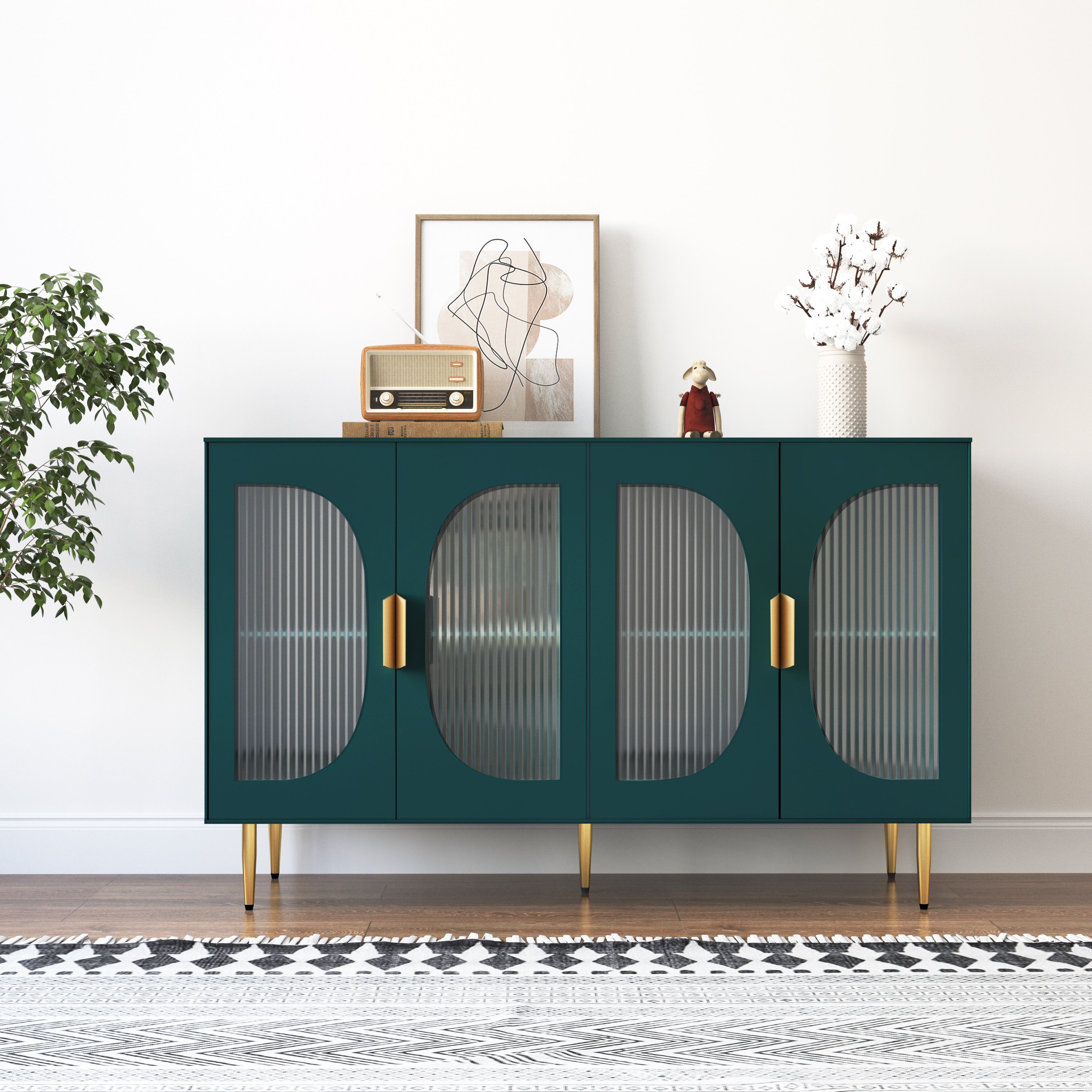 Mercer41 Jasminerose Modern Sideboard with Glass Doors | Wayfair