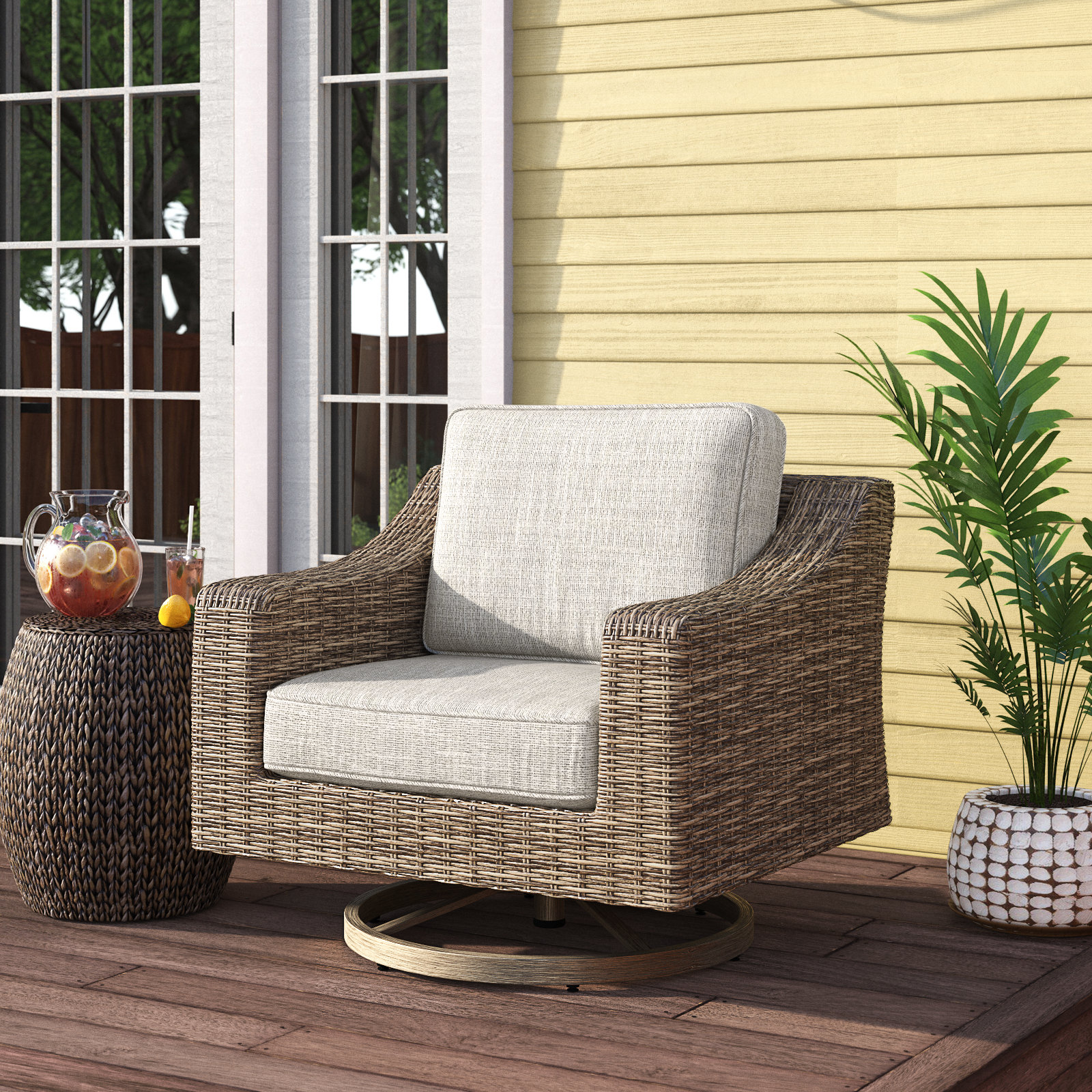 Beachcrest Home™ Shonta Swivel Patio Chair with Cushions | Wayfair