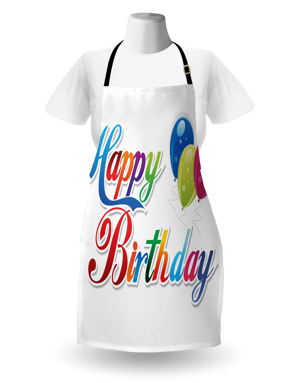 The Party Aisle™ Birthday Apron Unisex, Modern Writing Balloon, Adult ...